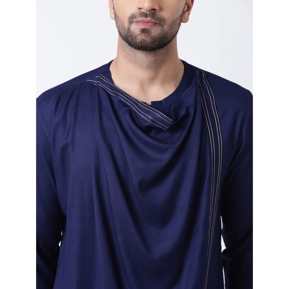 Custom made men Drapper kurta set , 100% cotton blue kurta for men , M ...