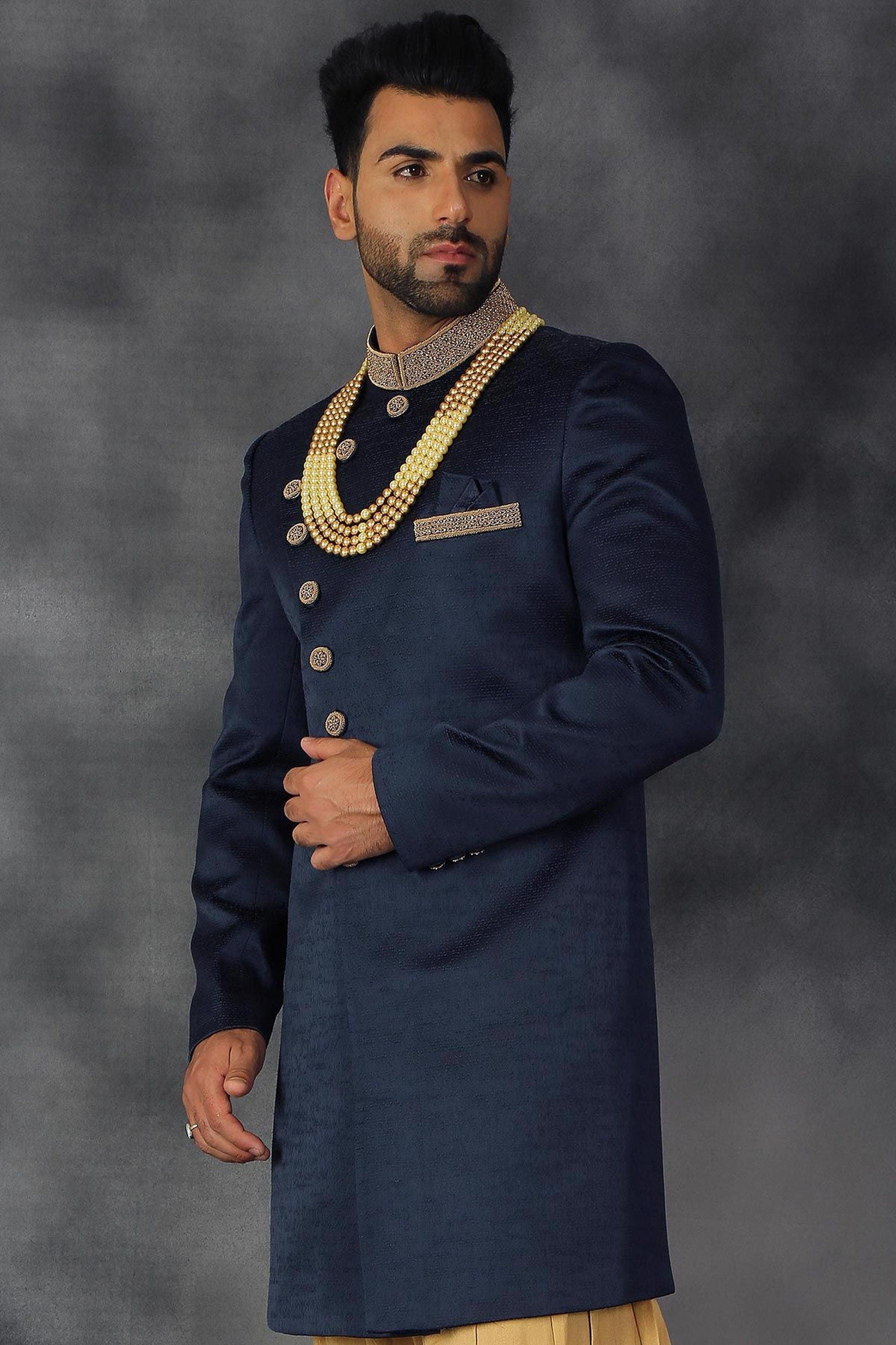 Mens wedding sherwani / Blue royal sherwani / Indian suit for men / in ...